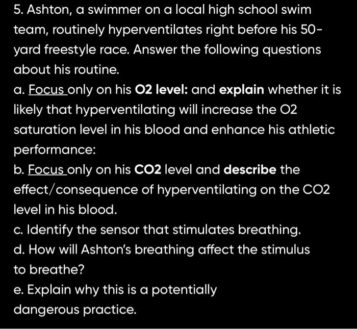 5. Ashton, a swimmer on a local high school swim | Chegg.com