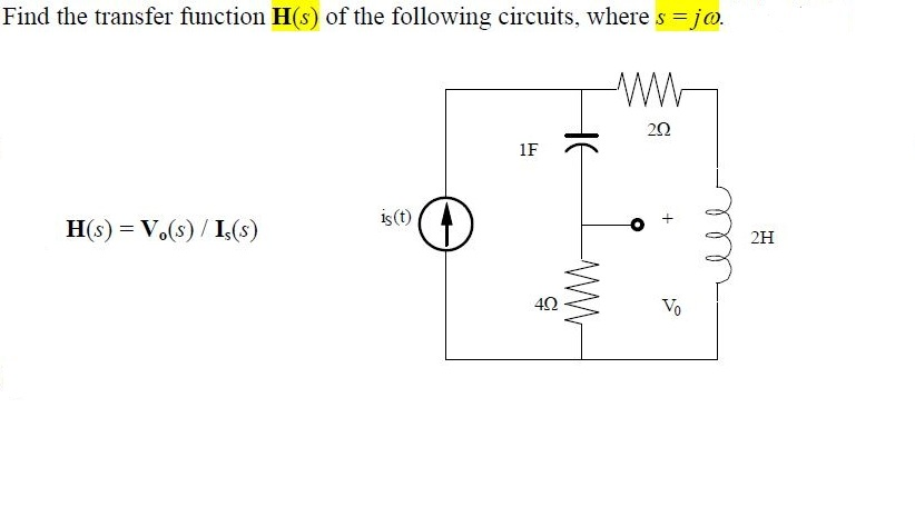 Solved Find the transfer function H(s) of the following | Chegg.com