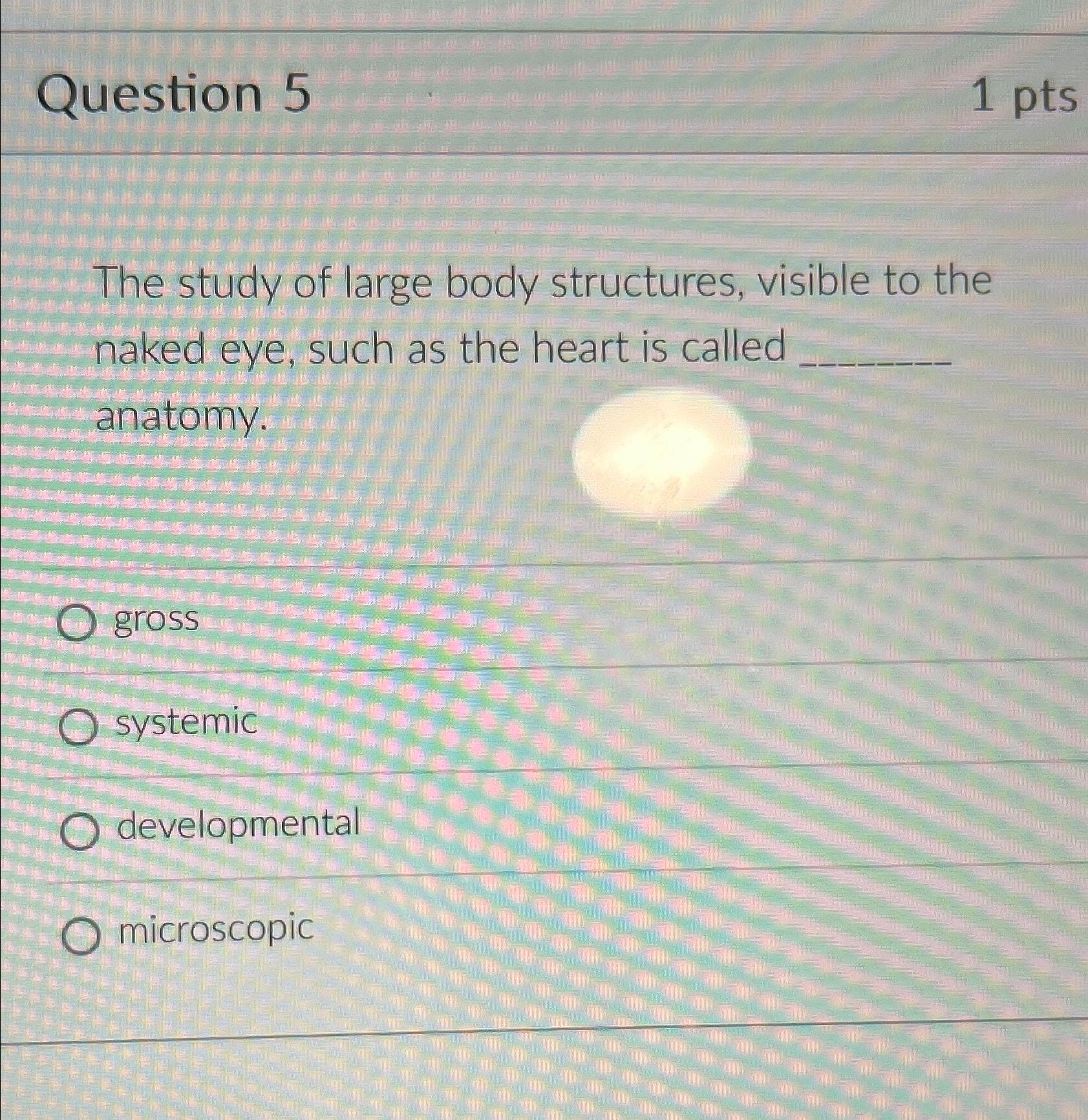 Solved Question 51 ﻿ptsThe study of large body structures, | Chegg.com