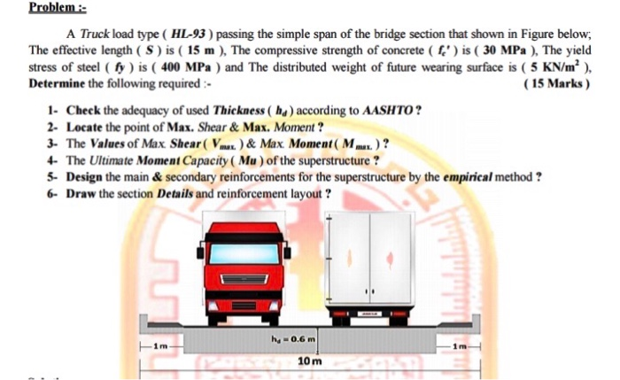 Problem: A Truck load type ( HL-93 ) passing the | Chegg.com