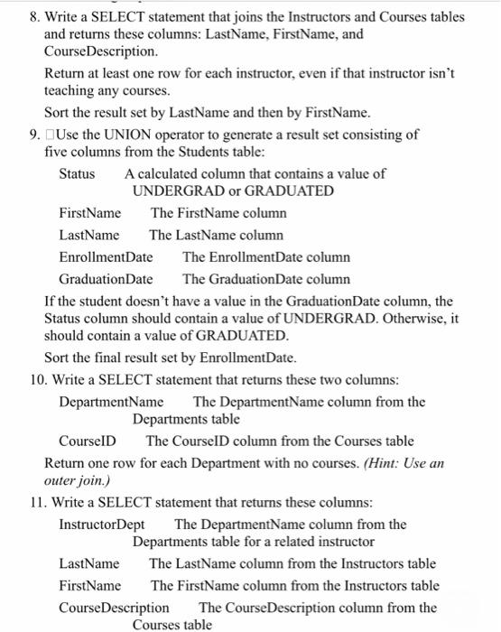 Solved Using Murach College Scriptfile Data Base Please 