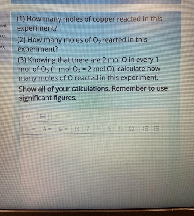 red 4.00 lag (1) How many moles of copper reacted in | Chegg.com