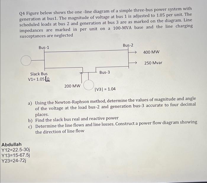 Solved Q4 Figure below shows the one -line diagram of a | Chegg.com
