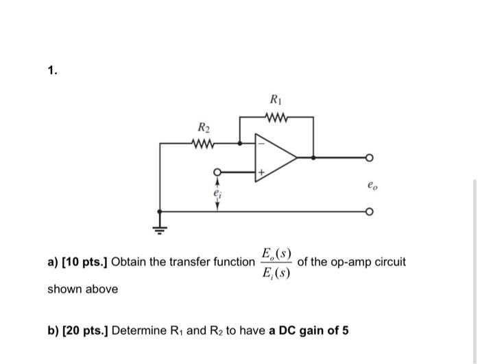 Solved a) [10 pts.] Obtain the transfer function Ei(s)Eo(s) | Chegg.com