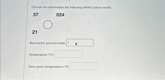 Solved Decode the information the following WMO station | Chegg.com