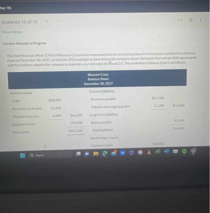 Solved Current Attempt in Progress The chief financial | Chegg.com