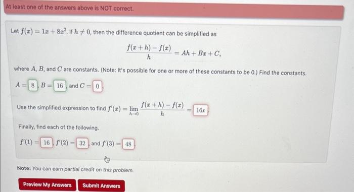 Solved Let f(x)=1x+8x2. If h =0, then the difference | Chegg.com