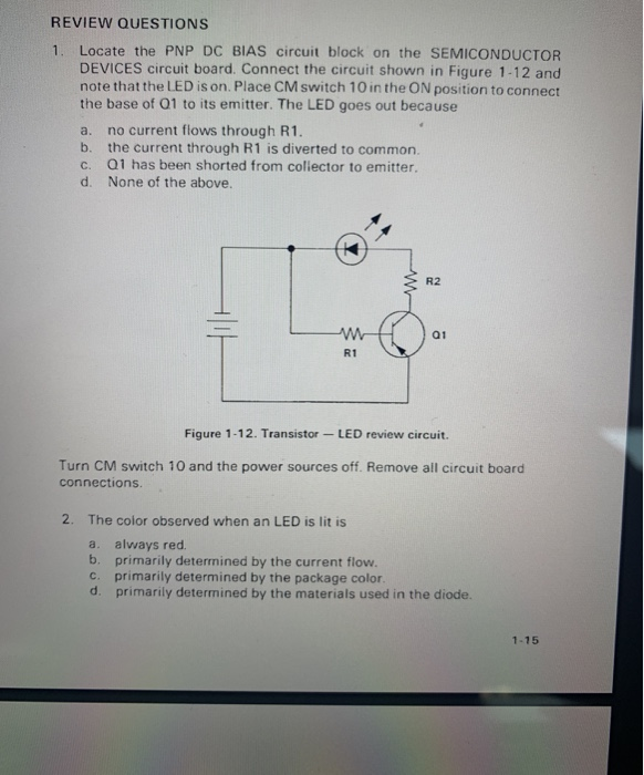 Solved REVIEW QUESTIONS 1. Locate the PNP DC BIAS circuit | Chegg.com