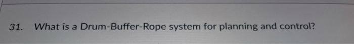 Solved 31. What is a Drum-Buffer-Rope system for planning | Chegg.com