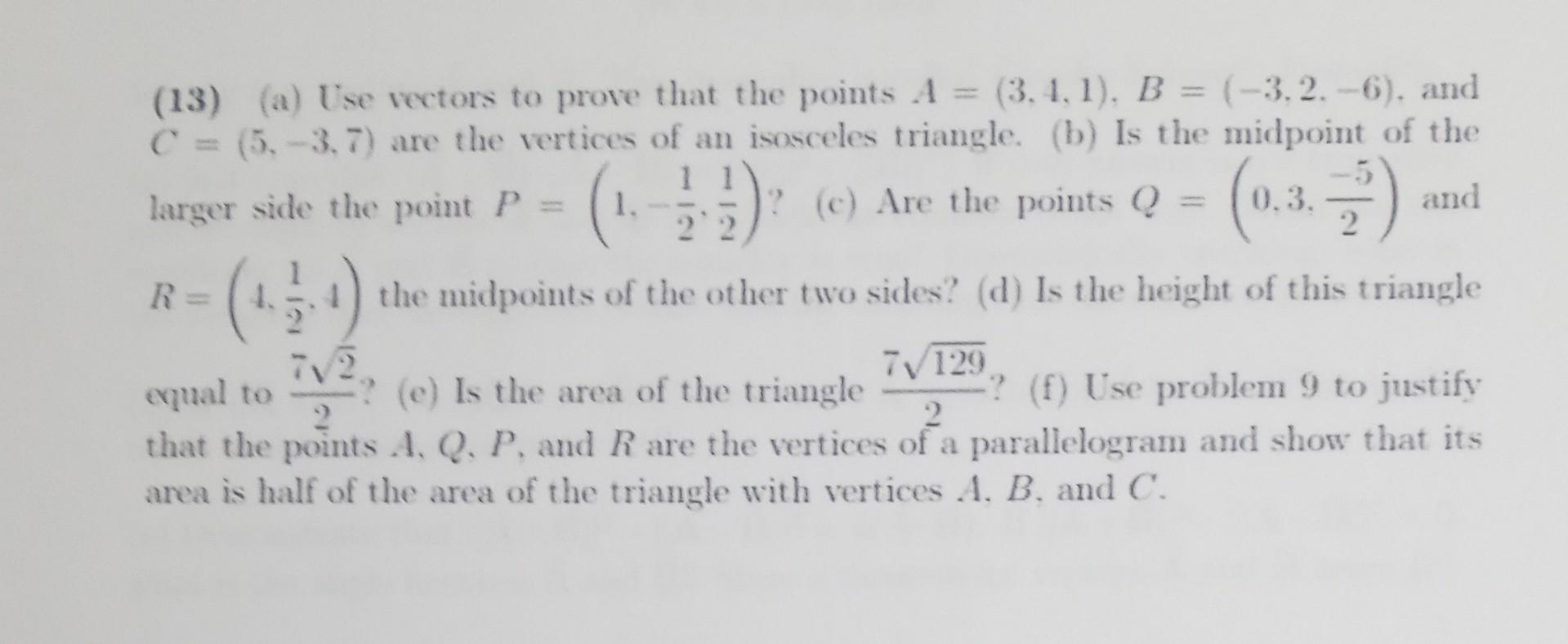 Solved (13) (a) Use vectors to prove that the points | Chegg.com