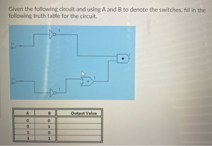 Solved Given the following circuit and using A and B to | Chegg.com