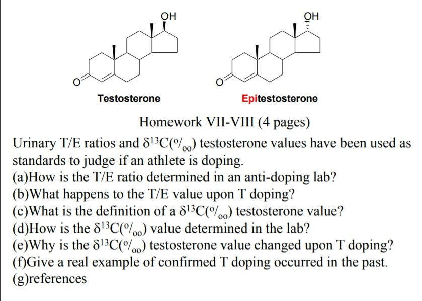 Solved OH OH Testosterone Epitestosterone Homework VII-VIII | Chegg.com