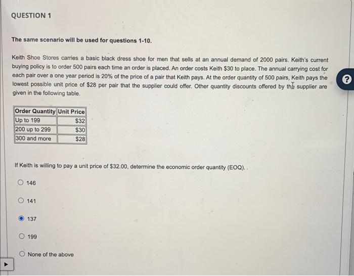 Solved The same scenario will be used for questions 1-10. | Chegg.com
