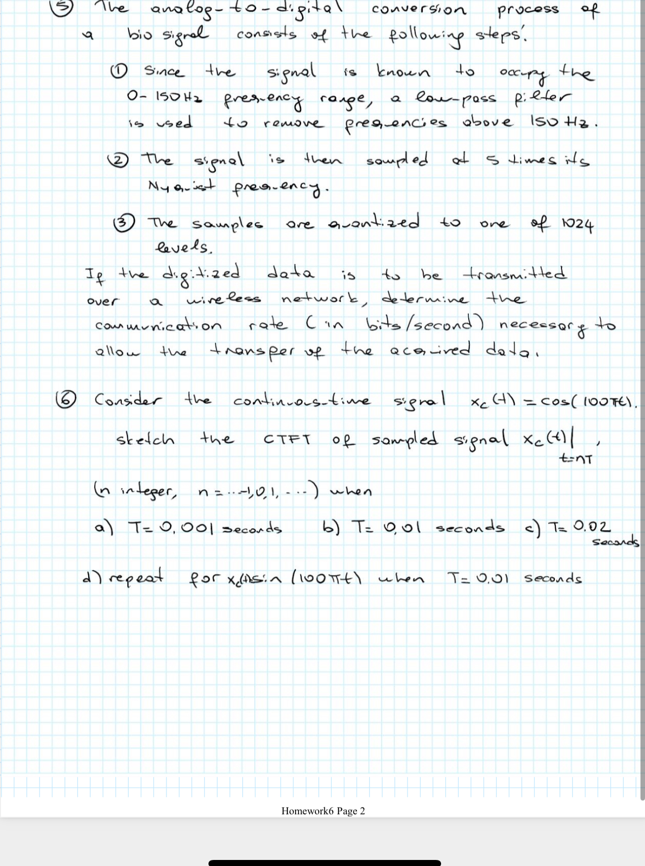 Solved (5) ﻿The analog-to-digital conversion process of a | Chegg.com