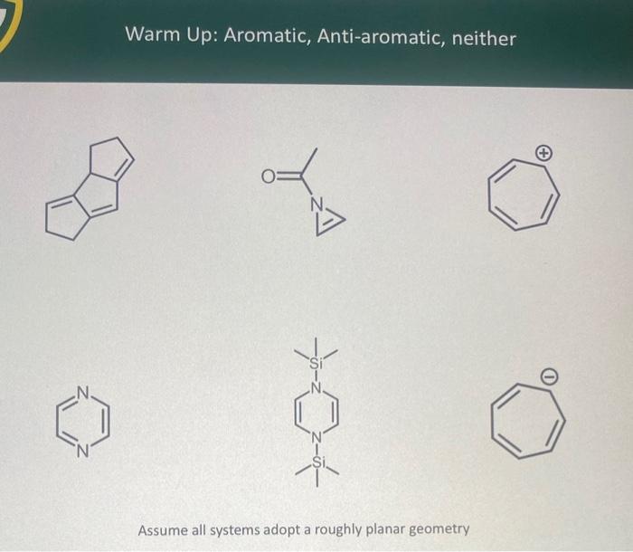 Solved Warm Up: Aromatic, Anti-aromatic, neither Assume all | Chegg.com