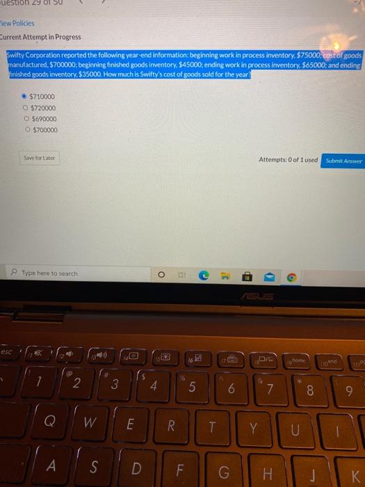Solved uestion 29 lew Policies Current Attempt in Progress | Chegg.com
