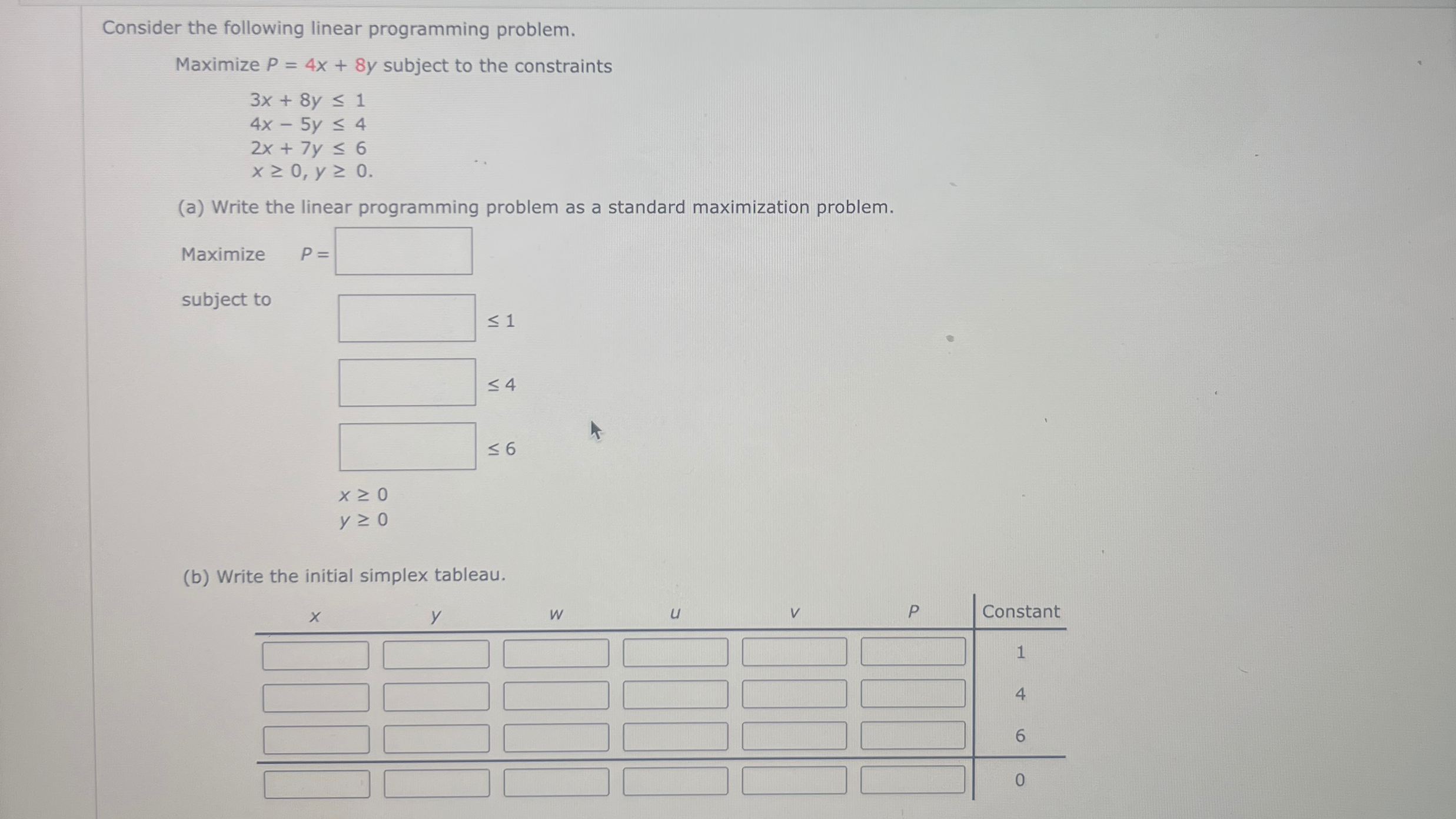 Solved Consider the following linear programming | Chegg.com