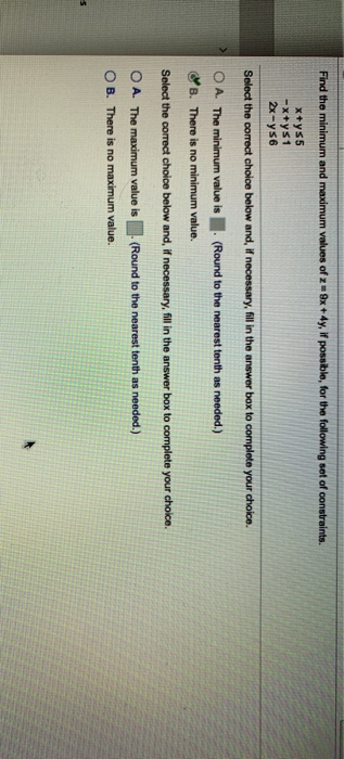 Solved Find the minimum and maximum values of z = 9x + 4y, | Chegg.com