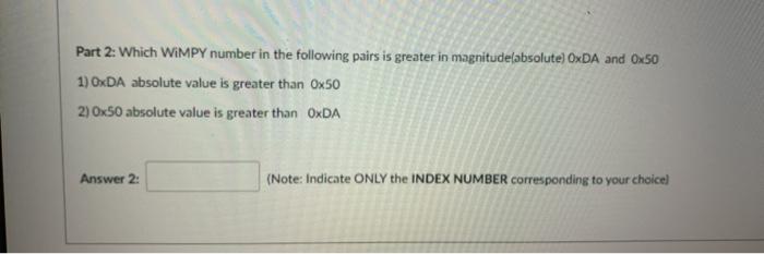 Solved This is a 2-part problem Please type in the INDEX | Chegg.com