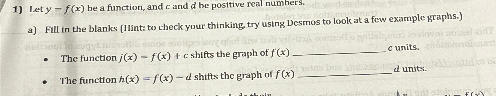 Solved Let y=f(x) ﻿be a function, and c ﻿and d ﻿be positive | Chegg.com