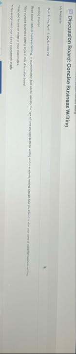 Solved Discussion Board: Concise Business WritingNy | Chegg.com