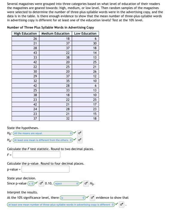 Solved Several magazines were grouped into three categories | Chegg.com