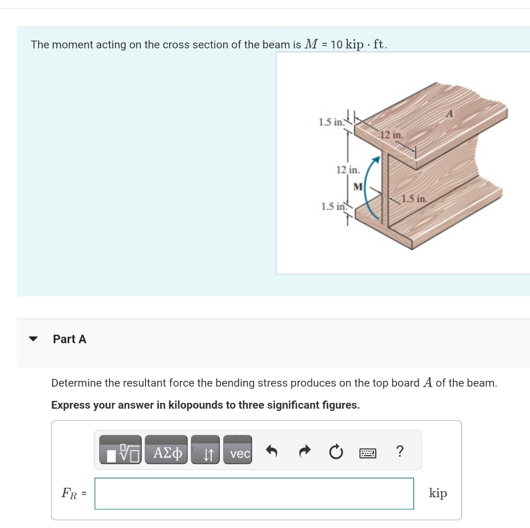 Solved The moment acting on the cross section of the beam is | Chegg.com