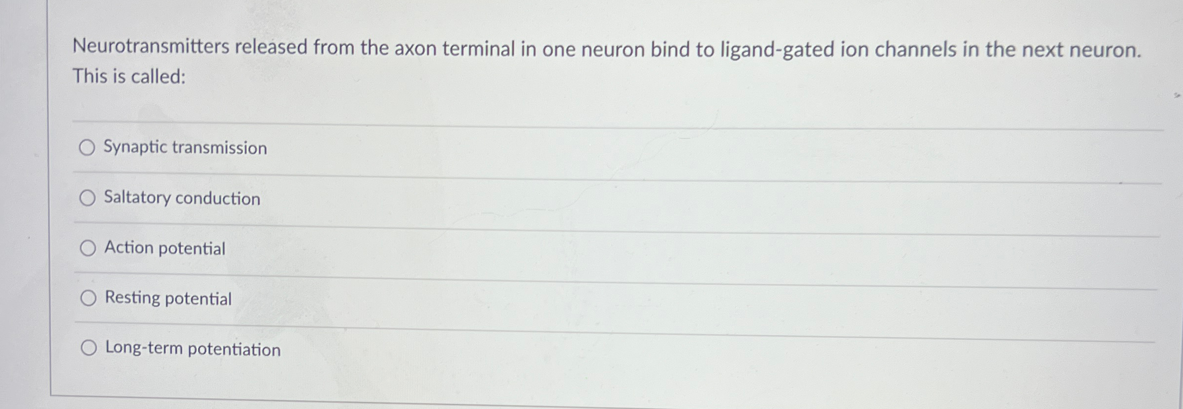 Solved Neurotransmitters released from the axon terminal in | Chegg.com