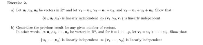 Solved a) Let u1,u2,u3 be vectors in Rn and let | Chegg.com