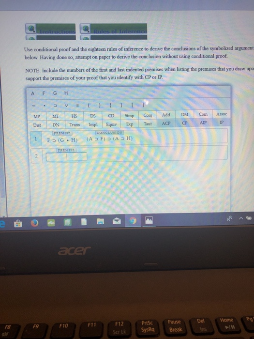 Solved Instructions Use conditional proof and the eighteen | Chegg.com