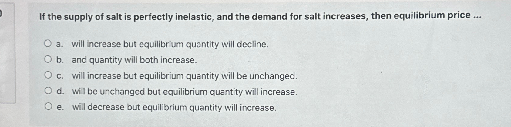 Solved If the supply of salt is perfectly inelastic, and the | Chegg.com