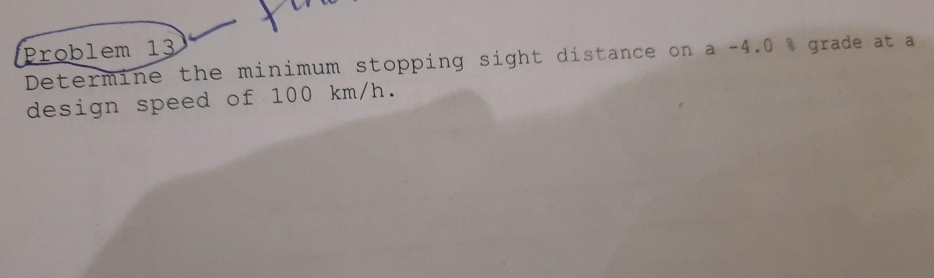 [Solved]: Problem 13 Determine the minimum stoppin