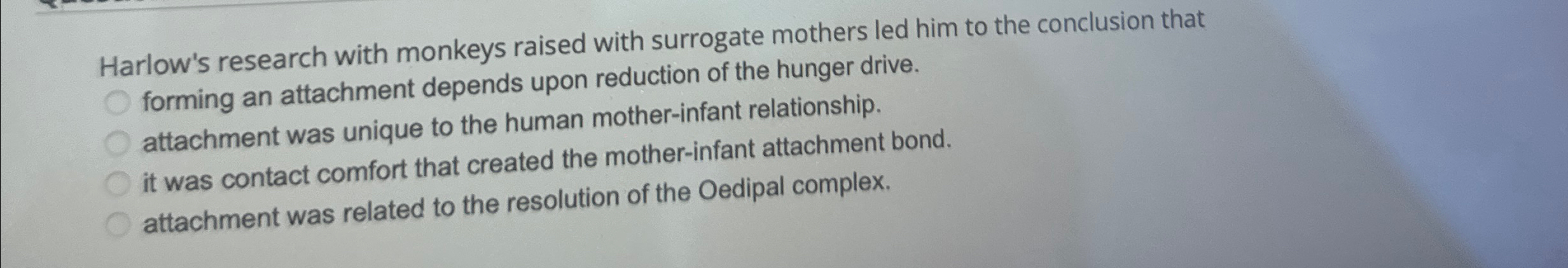 Solved Harlow's research with monkeys raised with surrogate | Chegg.com