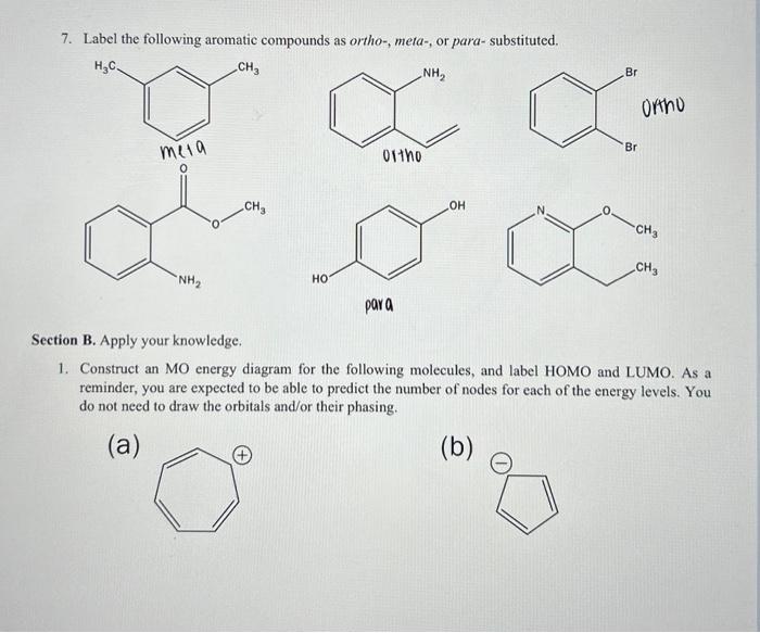 Solved 7. Label the following aromatic compounds as ortho-, | Chegg.com