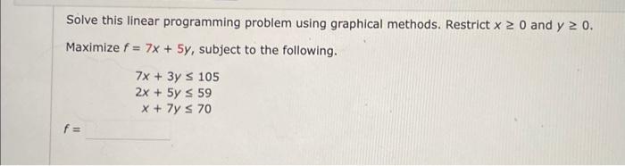 Solved Solve this linear programming problem using graphical | Chegg.com