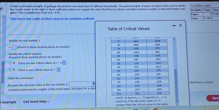 Solved A data set includes weights of garbage discarded in | Chegg.com