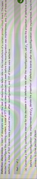 Solved Defective electronics: A team of designers was given | Chegg.com