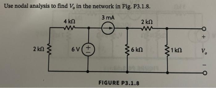 Solved Use nodal analysis to find Vo in the network in Fig. | Chegg.com