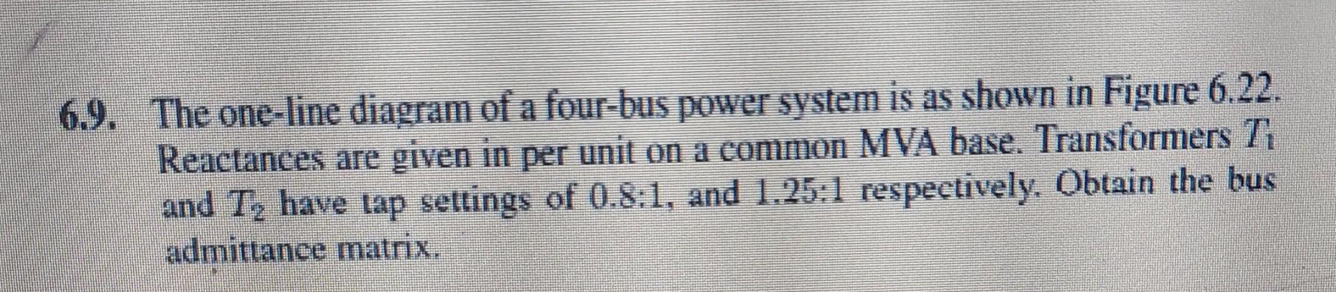 Solved 9. The one-line diagram of a four-bus power system is | Chegg.com