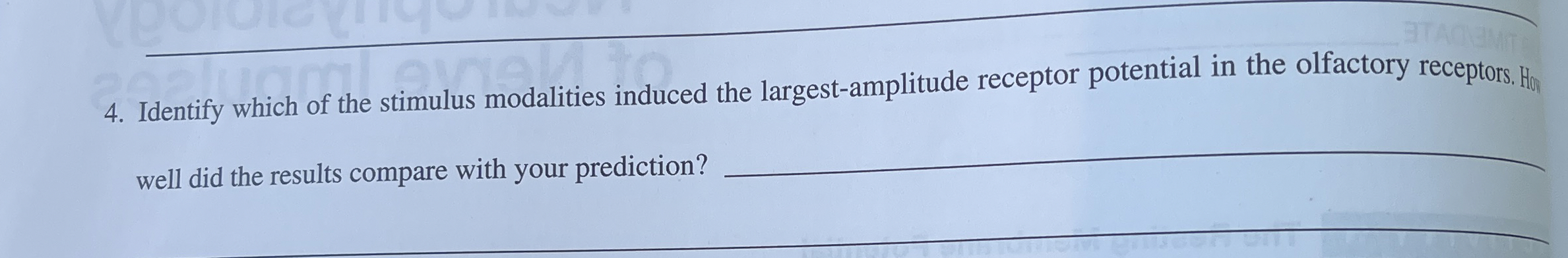 Solved Identify which of the stimulus modalities induced the | Chegg.com