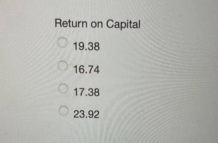 Solved Return on Capital 19.38 16.74 17.38 23.92Sheet | Chegg.com
