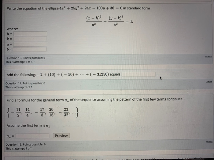 Solved Write the equation of the ellipse 4x2 + 25y2 + 24x - | Chegg.com