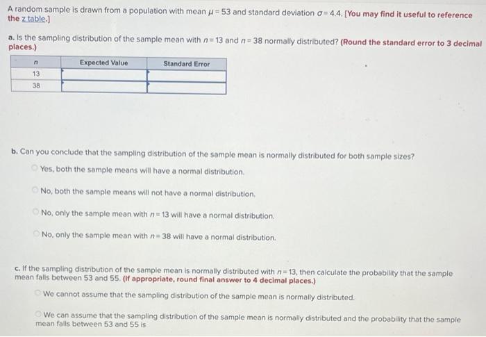 Solved A random sample is drawn from a population with mean | Chegg.com