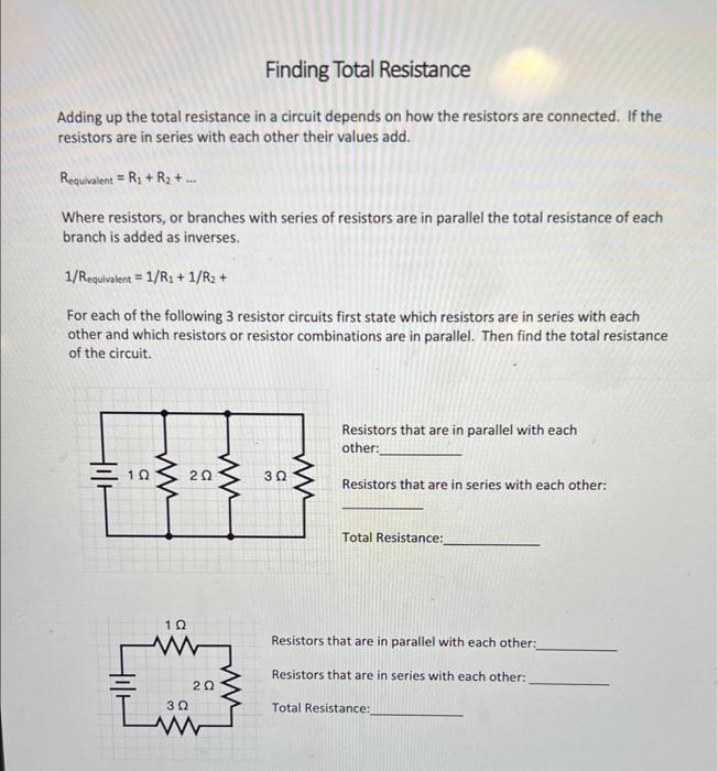 Solved Finding Total Resistance Adding up the total | Chegg.com