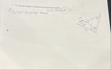 Solved Use special triangles to determine the cuat area of | Chegg.com