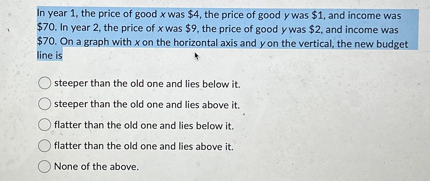 Solved In year 1 , ﻿the price of good x ﻿was $4, ﻿the price | Chegg.com