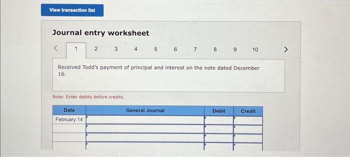 Solved Deceaber 16 hccepted a(n)$14,000,60-day, 94 note in | Chegg.com