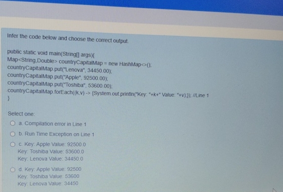 Solved Infer the code below and choose the correct | Chegg.com