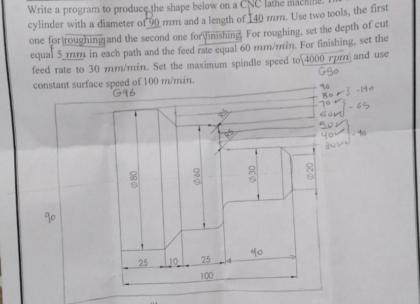 Solved Write a program to produce the shape below on a CNC | Chegg.com