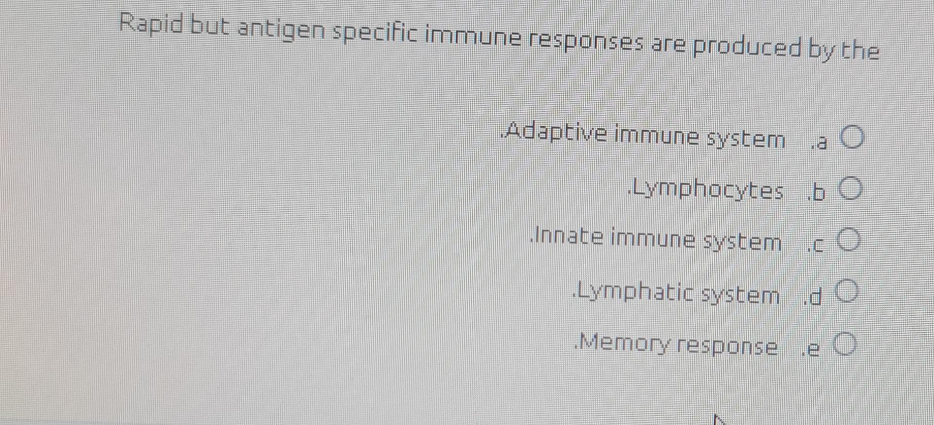 Rapid but antigen specific immune responses are | Chegg.com